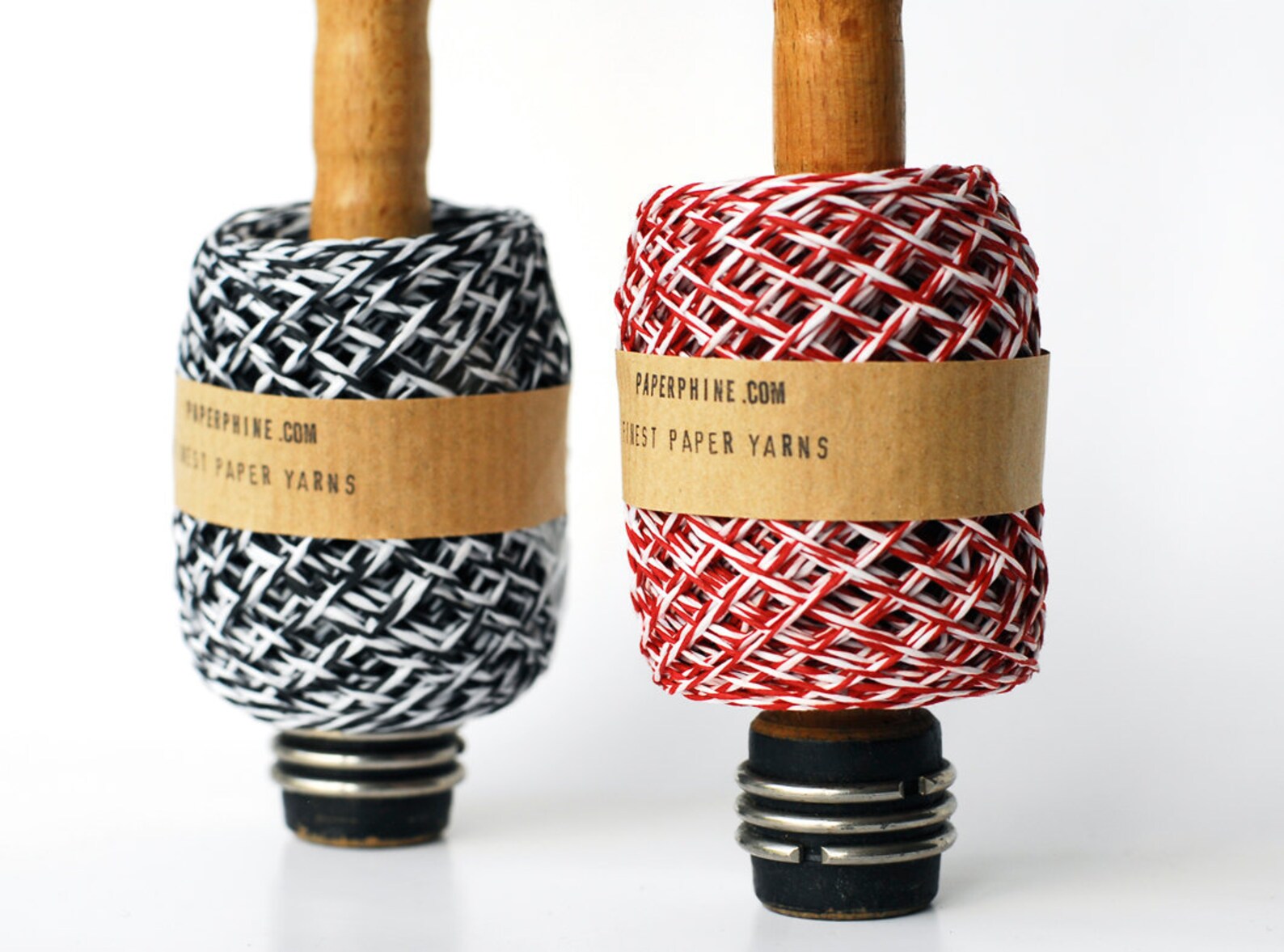 Twisted Paper Twine on an Old Wooden Spindle: Red & White - Etsy