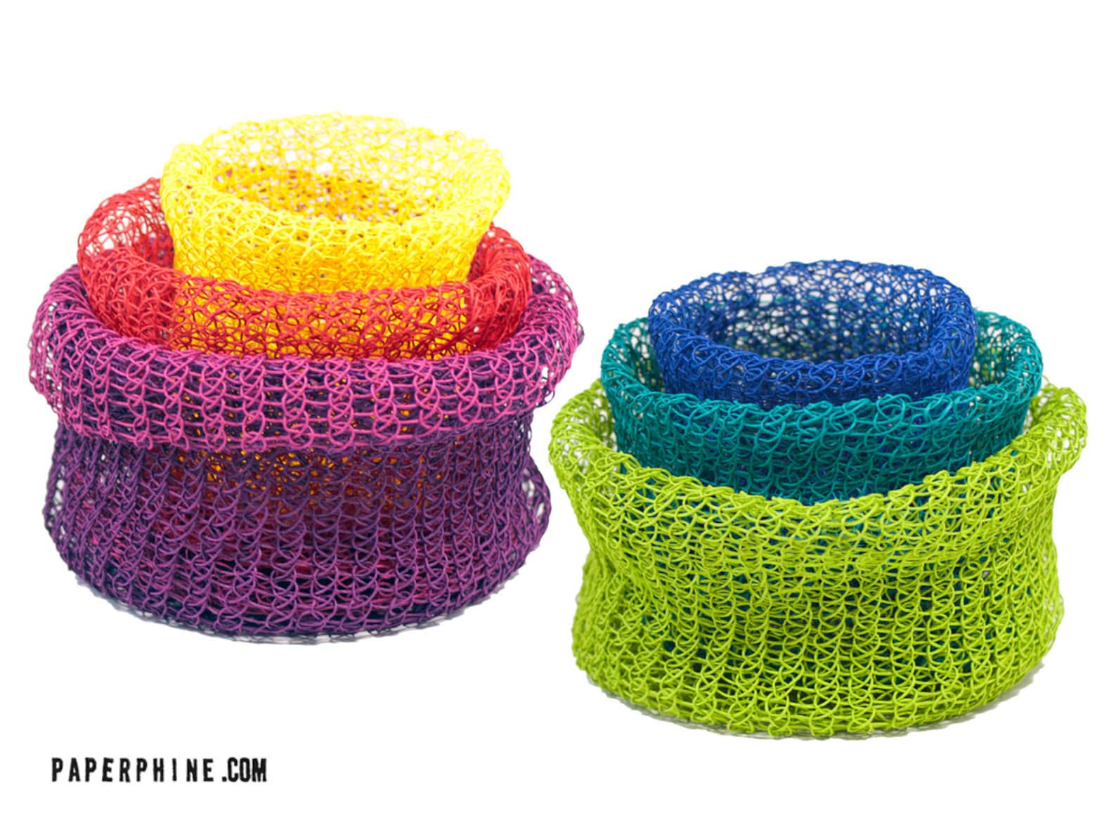 DIY Kit: Knit Baskets Small Paper Twine Personalize and - Etsy