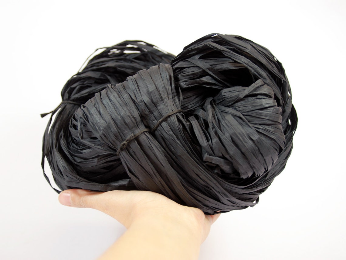 Black Paper Raffia Paper Ribbon: 260 yards 240m Fiber | Etsy