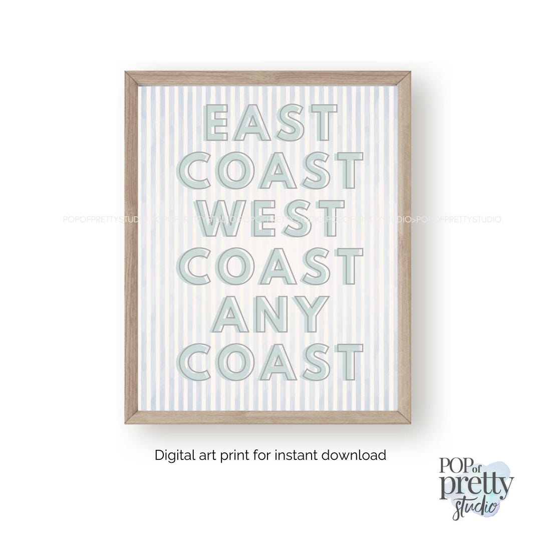 East Coast Any Coast Surf Poster: Preppy Coastal Wall Art (digital ...