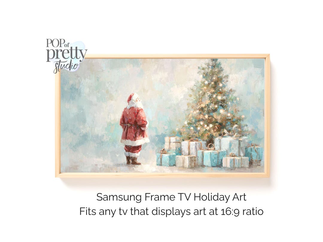 Vintage Santa Christmas Frame TV Art - Artful Impressionist Oil ...