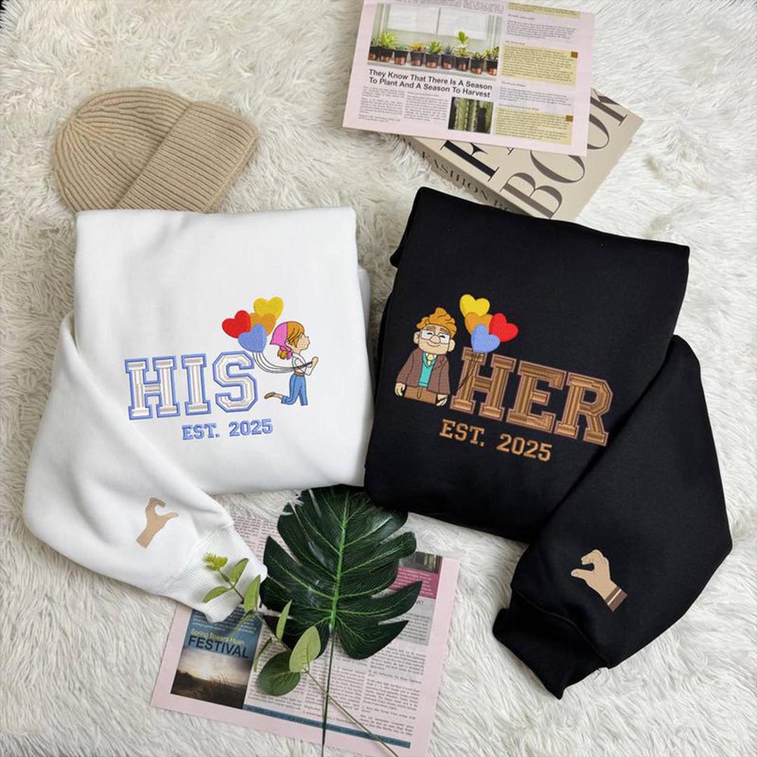 His Ellie Her Carl Matching Embroidered Shirt, Couple Sweatshirt ...