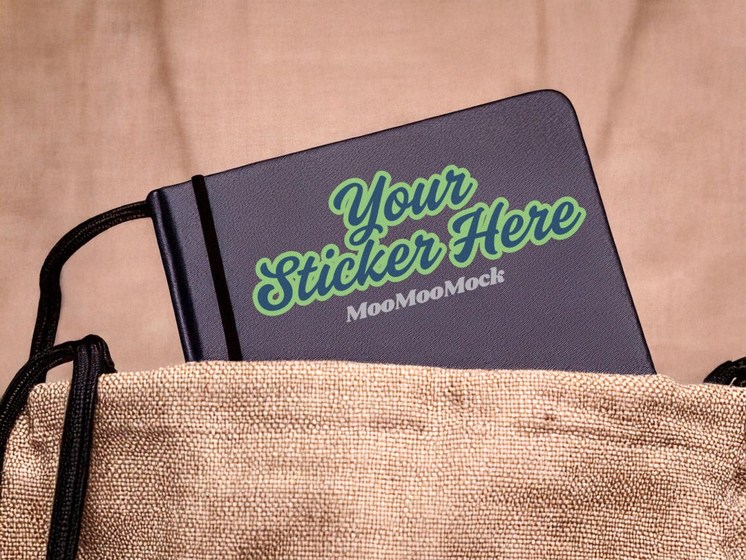 Notebook Cover Sticker Mockup - Canva Drag and Drop (digital Download ...