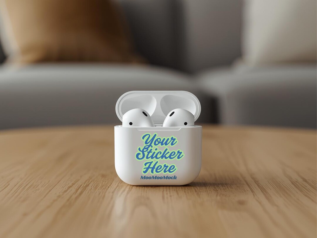 AirPod Case Sticker Mockup - Canva Drag and Drop (digital Download, PNG ...