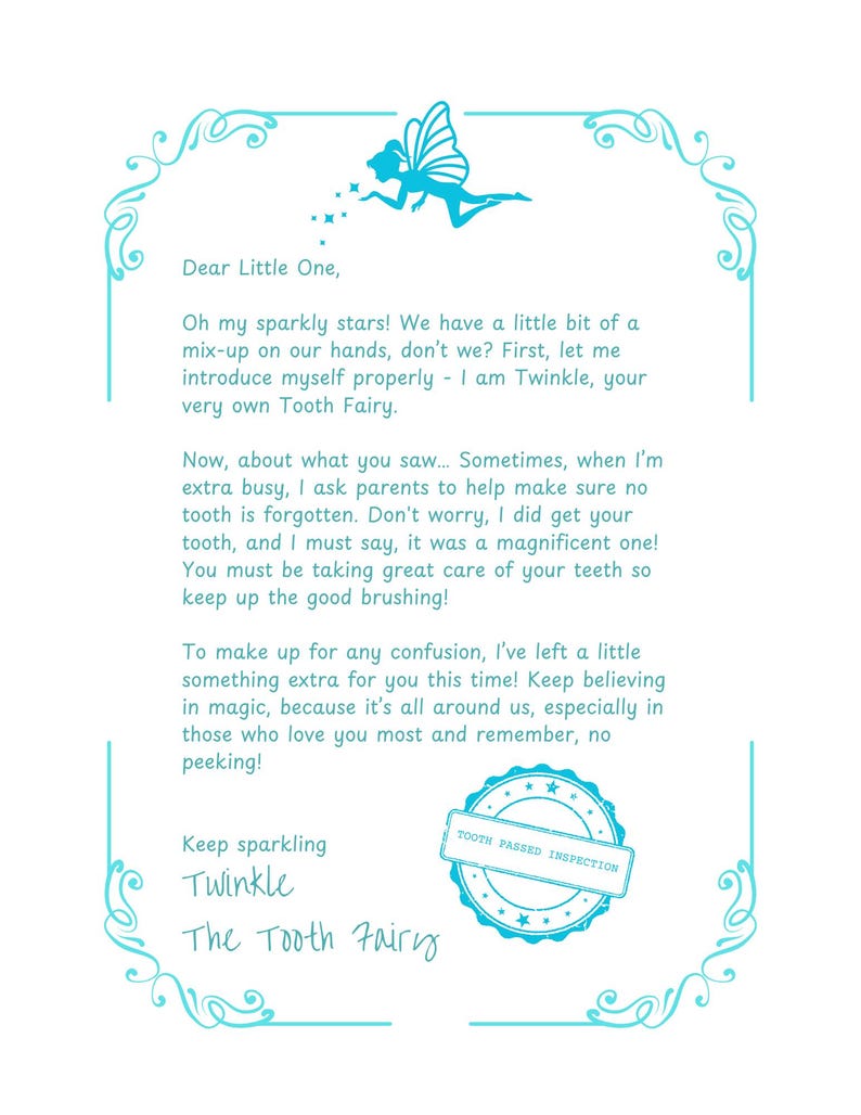 Tooth Fairy Letter for When Child Sees Parent Taking Their Tooth, Ready ...