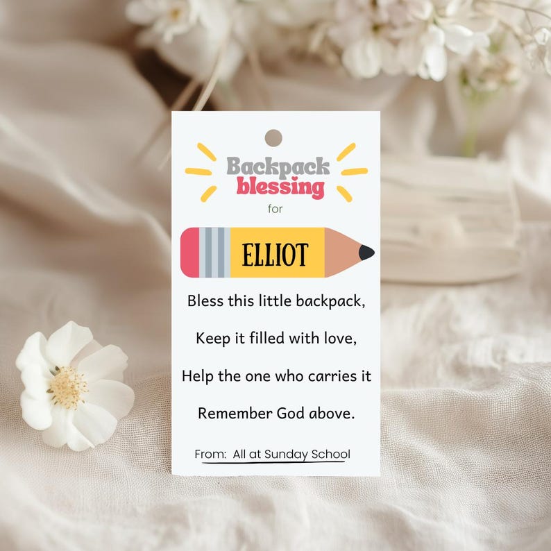 Editable Backpack Blessing Tag Template, Personalize With Names in ...