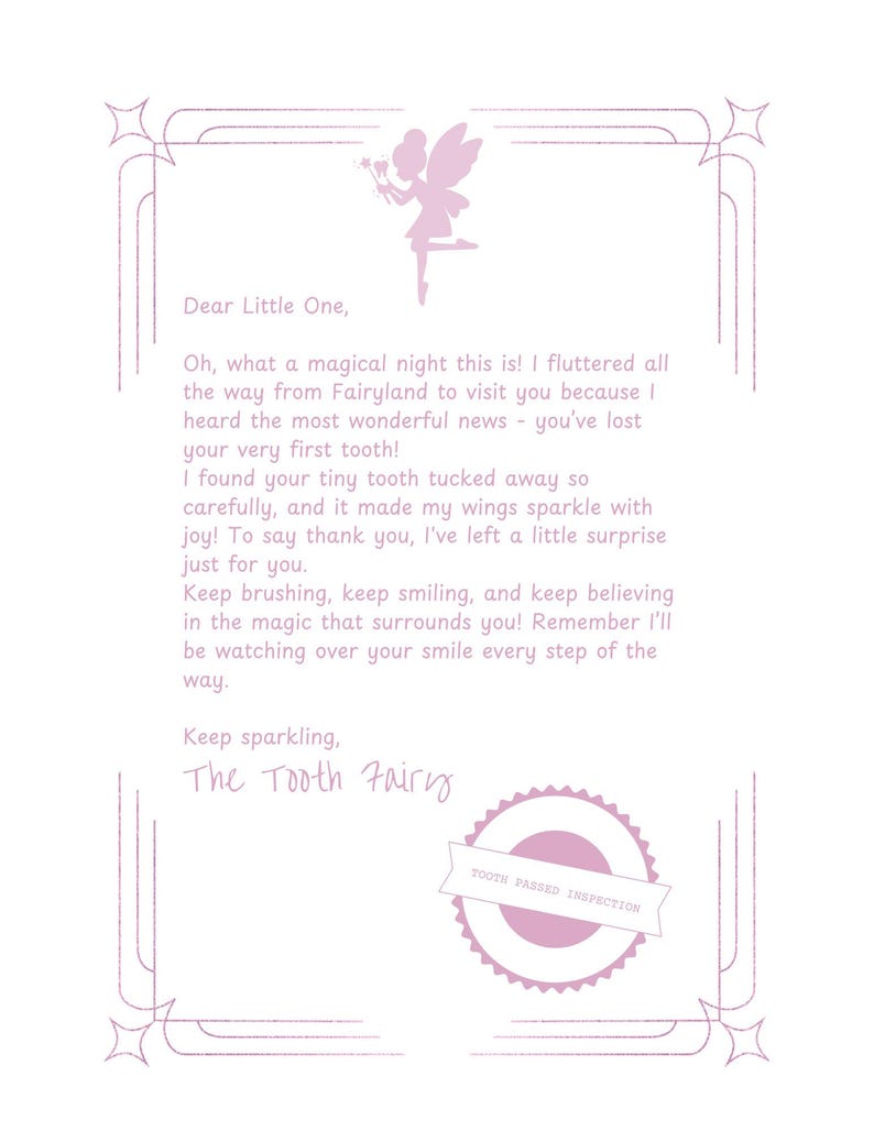 Tooth Fairy Letter Template - Etsy