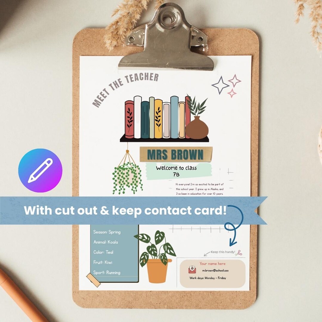 Meet the Teacher Template, Editable Classroom Decor With Plants, Back ...