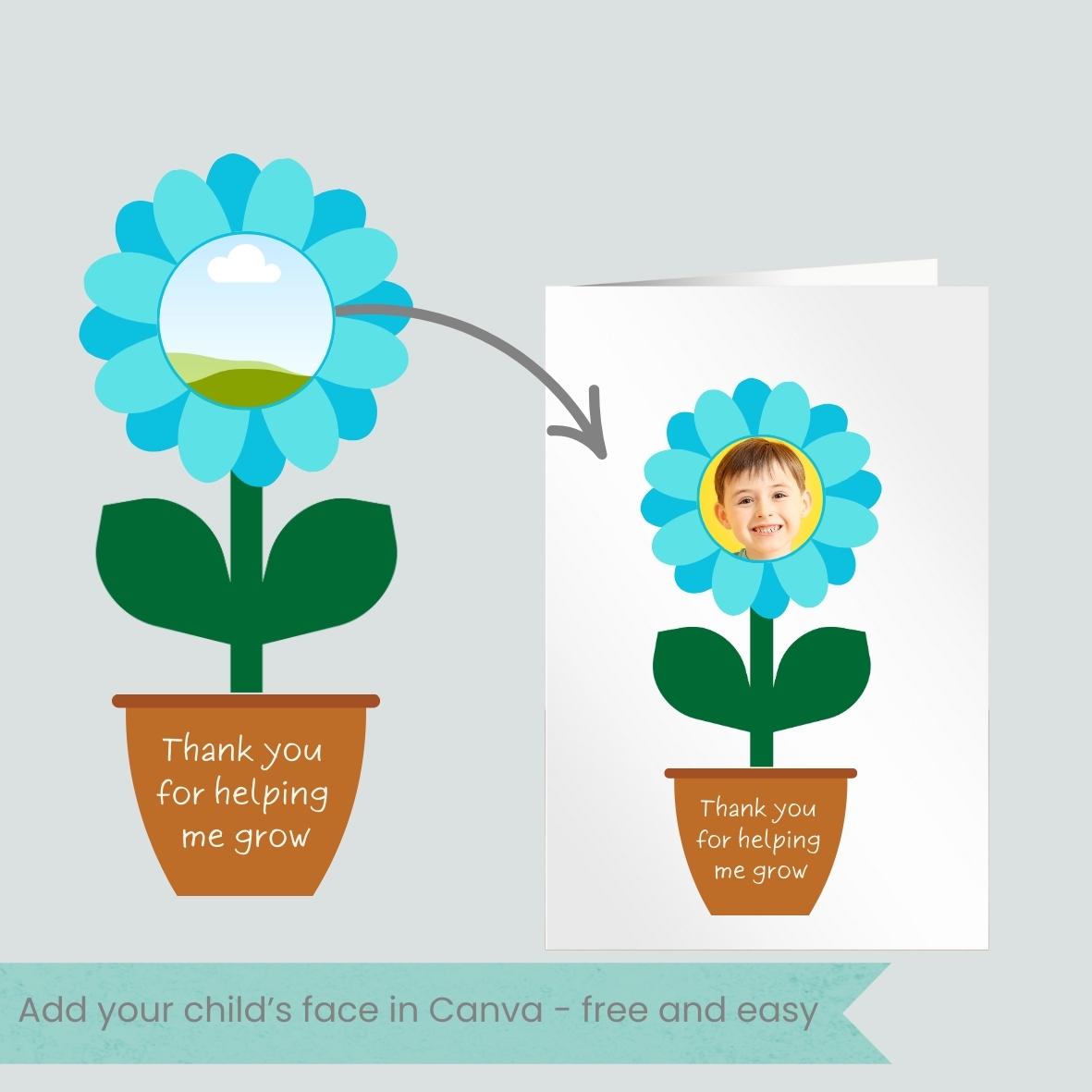 Personalized Thank You for Helping Me Grow Card – Editable Canva ...