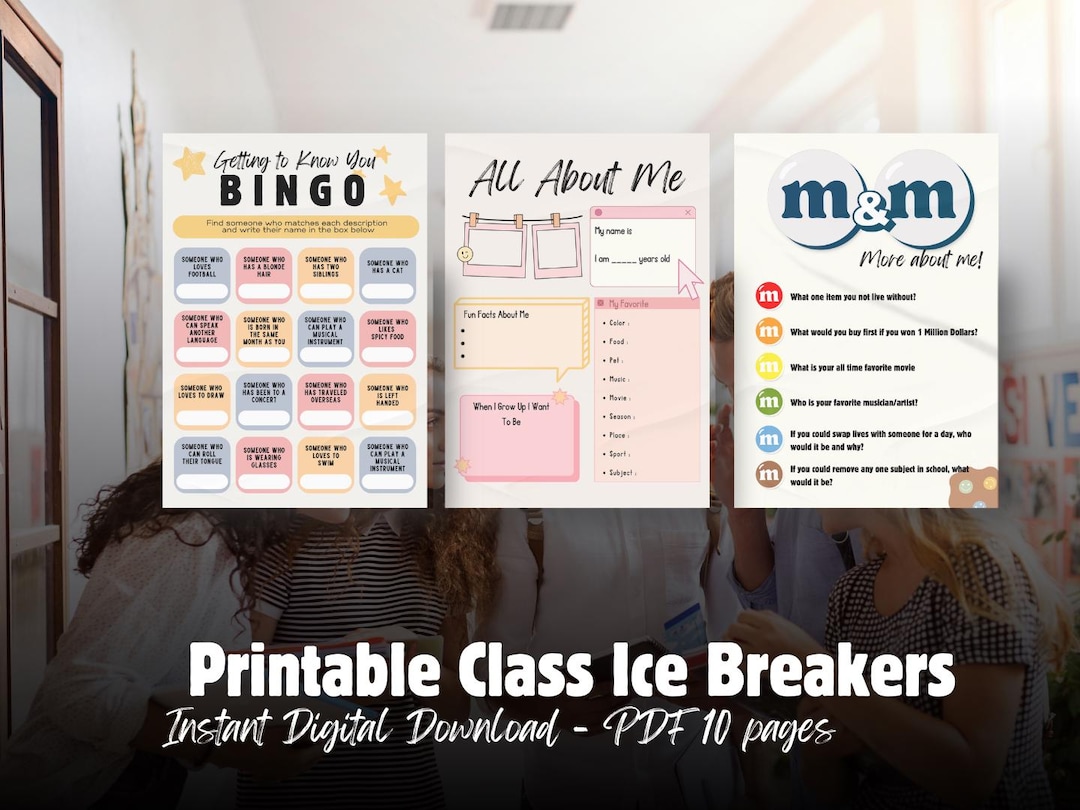 Printable Classroom Icebreaker Activities | Digital Download PDF | 6 ...
