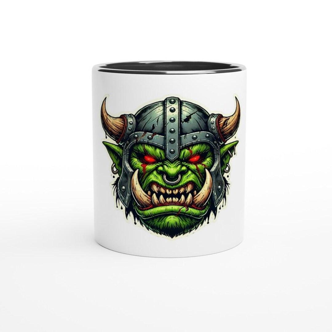 Handdrawn Fantasy Orc Viking Premium White 11oz Ceramic Mug With Color ...