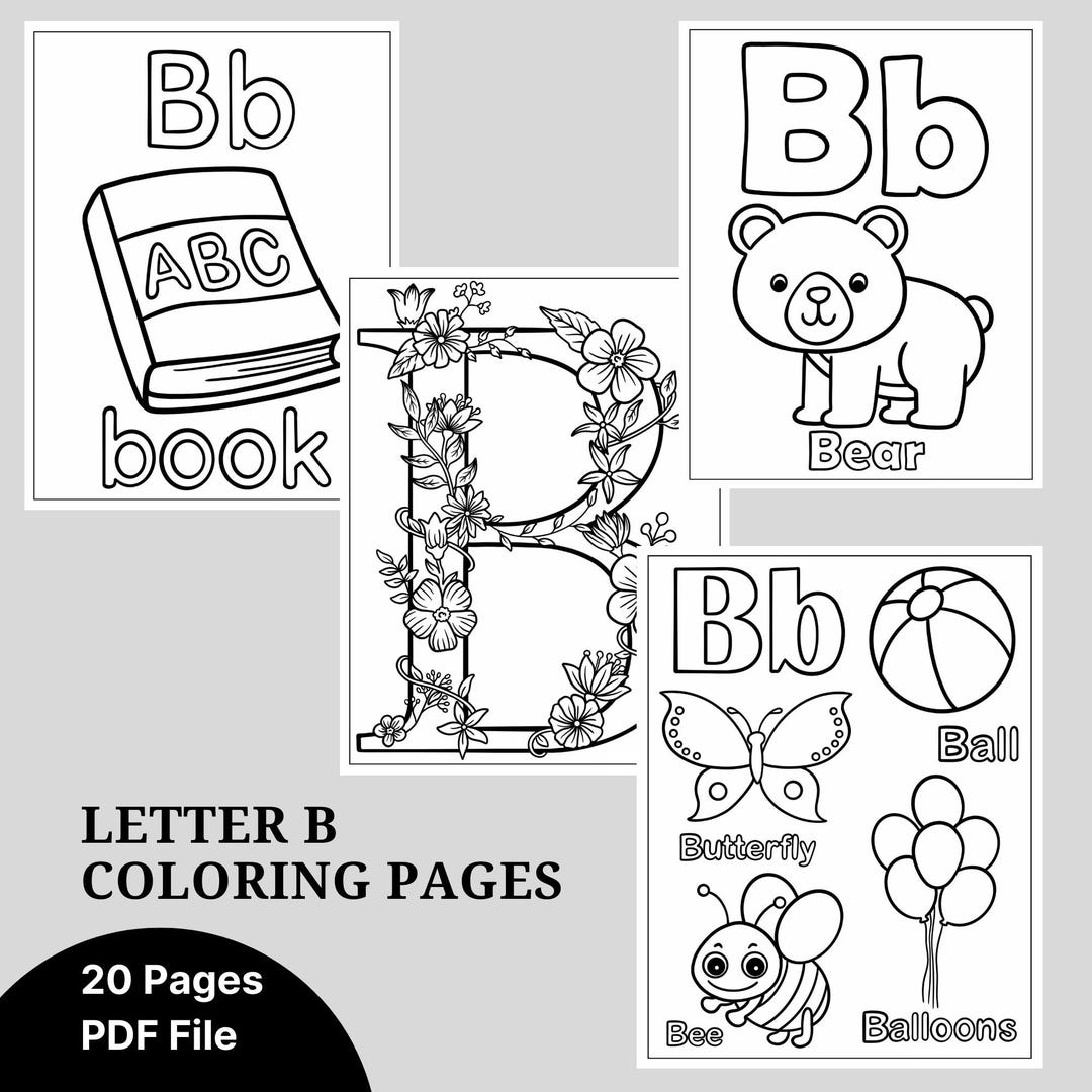 Letter B Coloring Pages | Alphabet Coloring Printable | Kids & Adults ...