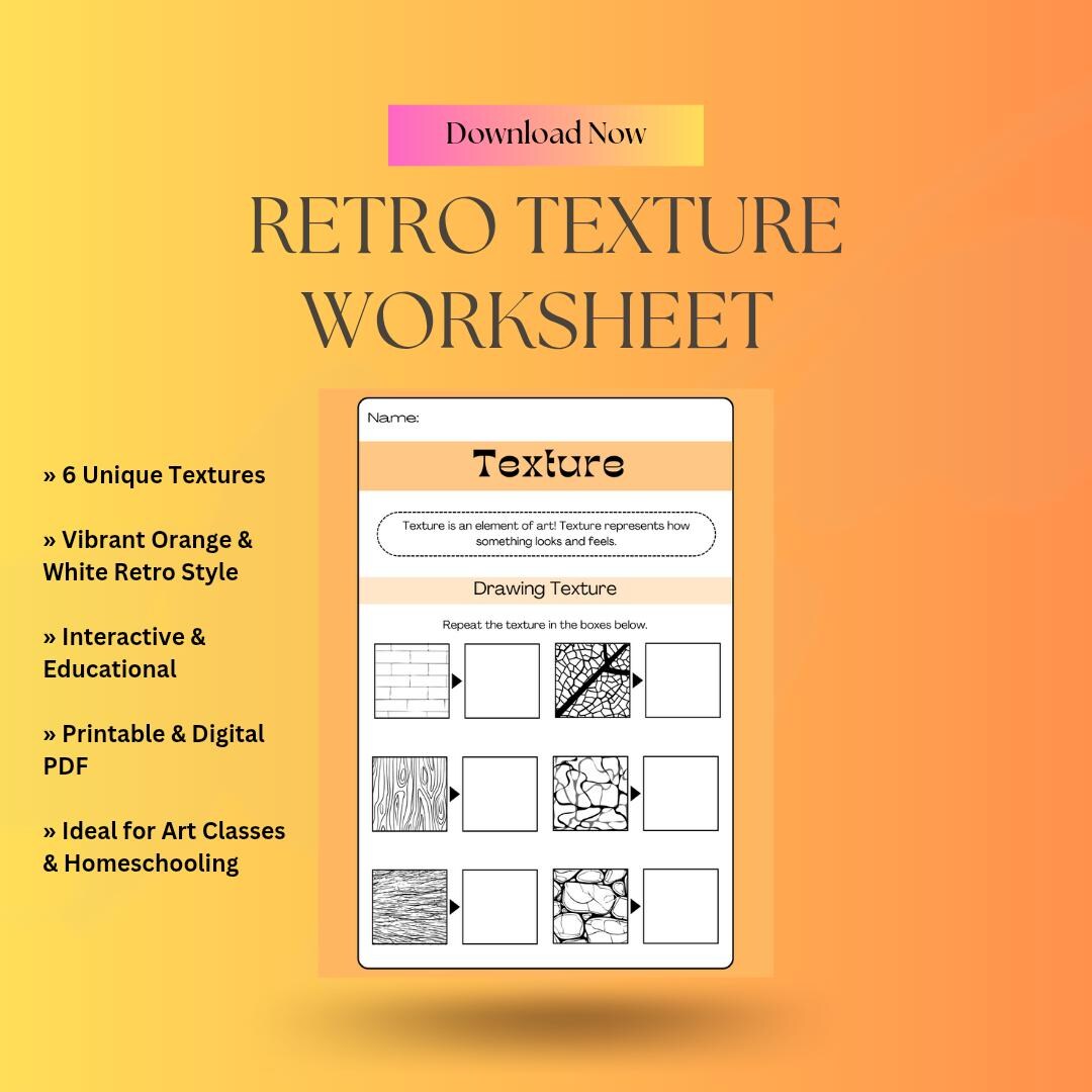 Art Texture Worksheet – Retro-inspired Drawing Activity for Fun ...