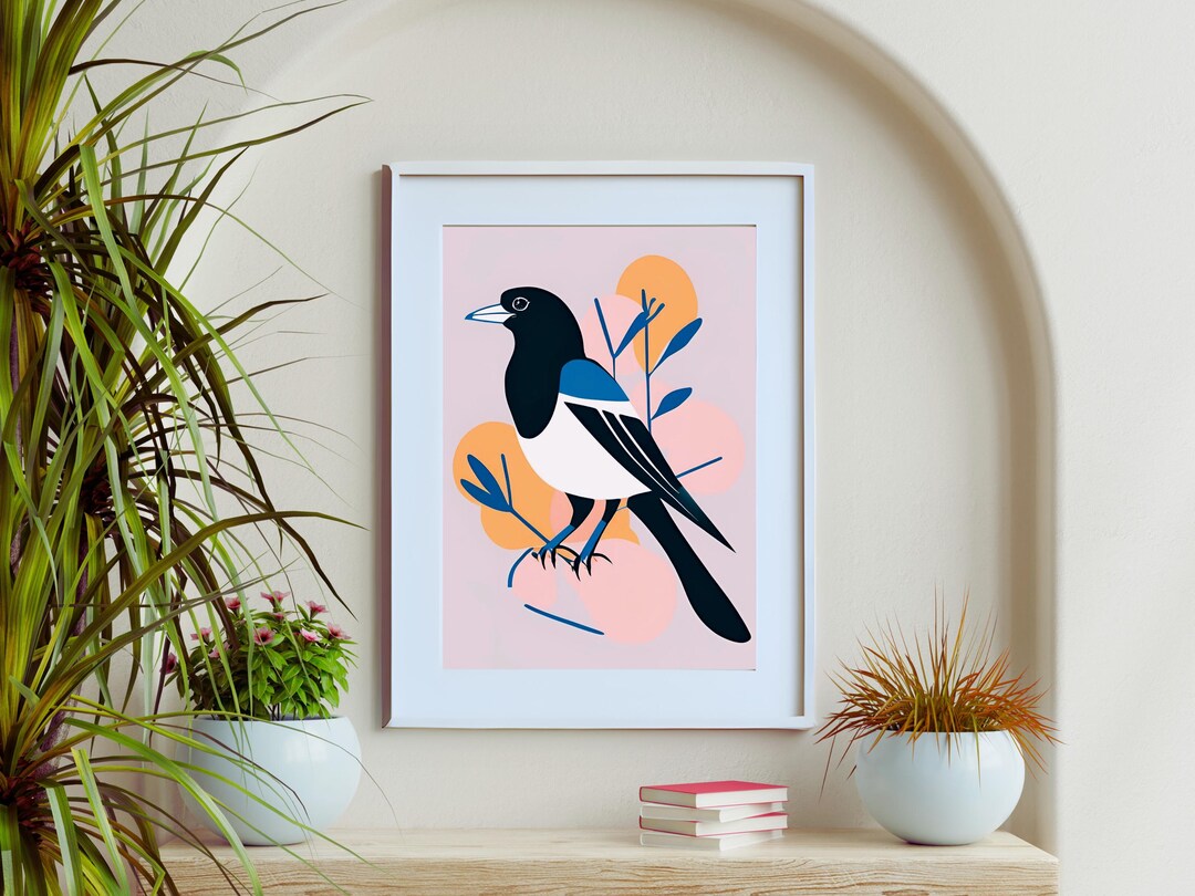 Australian Abstract Magpie Bird Contemporary Wall Art Poster - Etsy