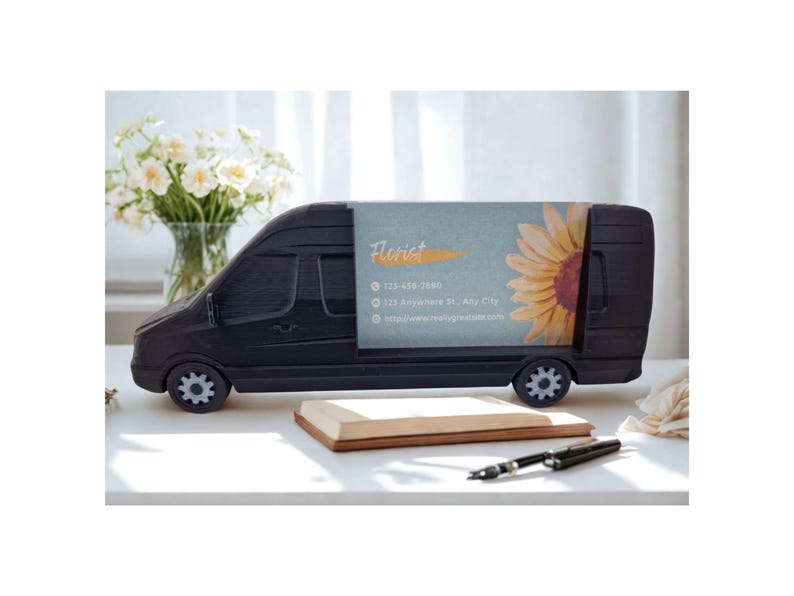 3D Printed Van Business Card Holder: Quirky Desk Decor - Etsy