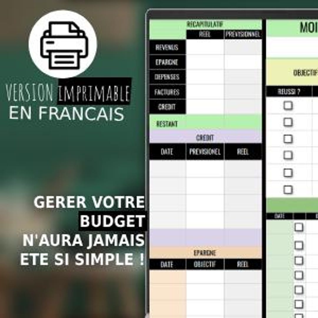 Printable MONTHLY BUDGET File, Pre-filled French File, Calculate Your ...
