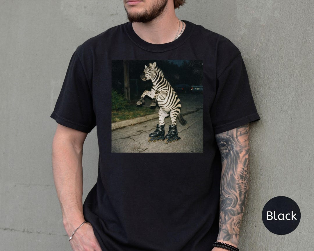 Zebra Rollerblades Shirt, Vintage Photo Tee, Funny 90s Meme T-shirt ...