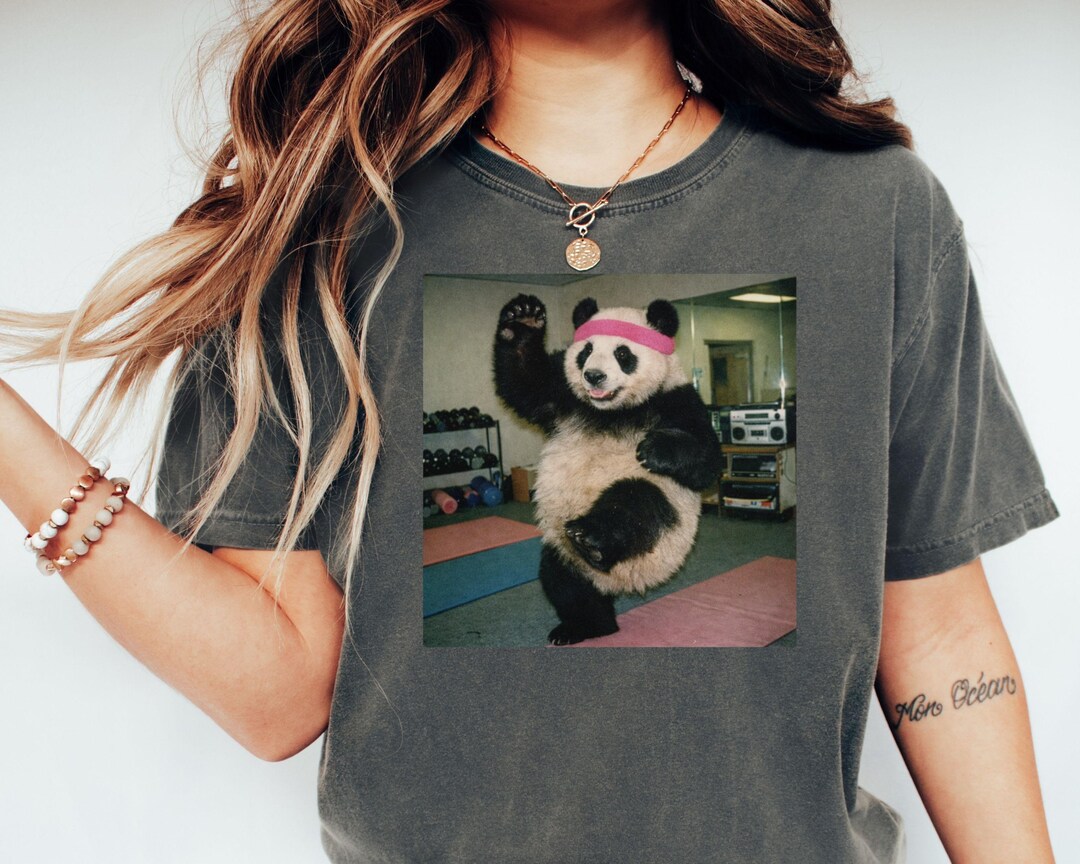 Panda Bear Exercise Shirt, Vintage Photo Tee, Funny Panda Martial Arts ...