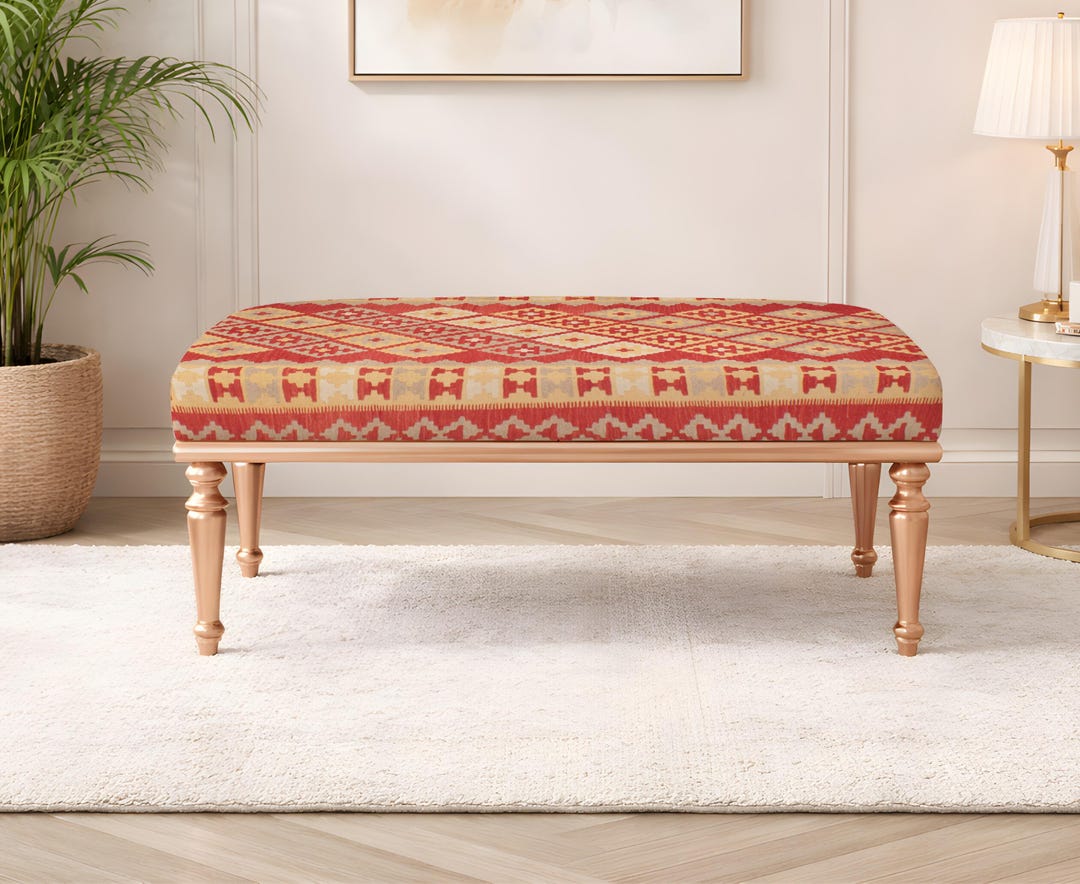 Boho Seating, Artisan Bench, Design Bench, Tribal Decor, Eco Upholstery ...