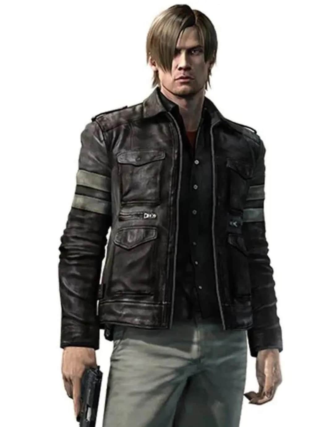 Black Leather Jacket Resident Evil RE6 Requiem Inspired Cosplay Costume ...