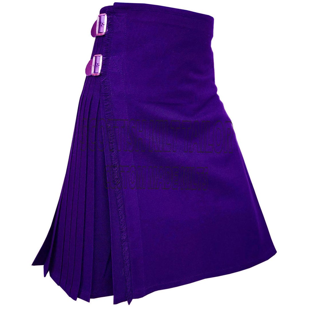Clan Solid Purple Tartan Kilt | 16-OZ Acrylic Wool | 8-yard Traditional ...