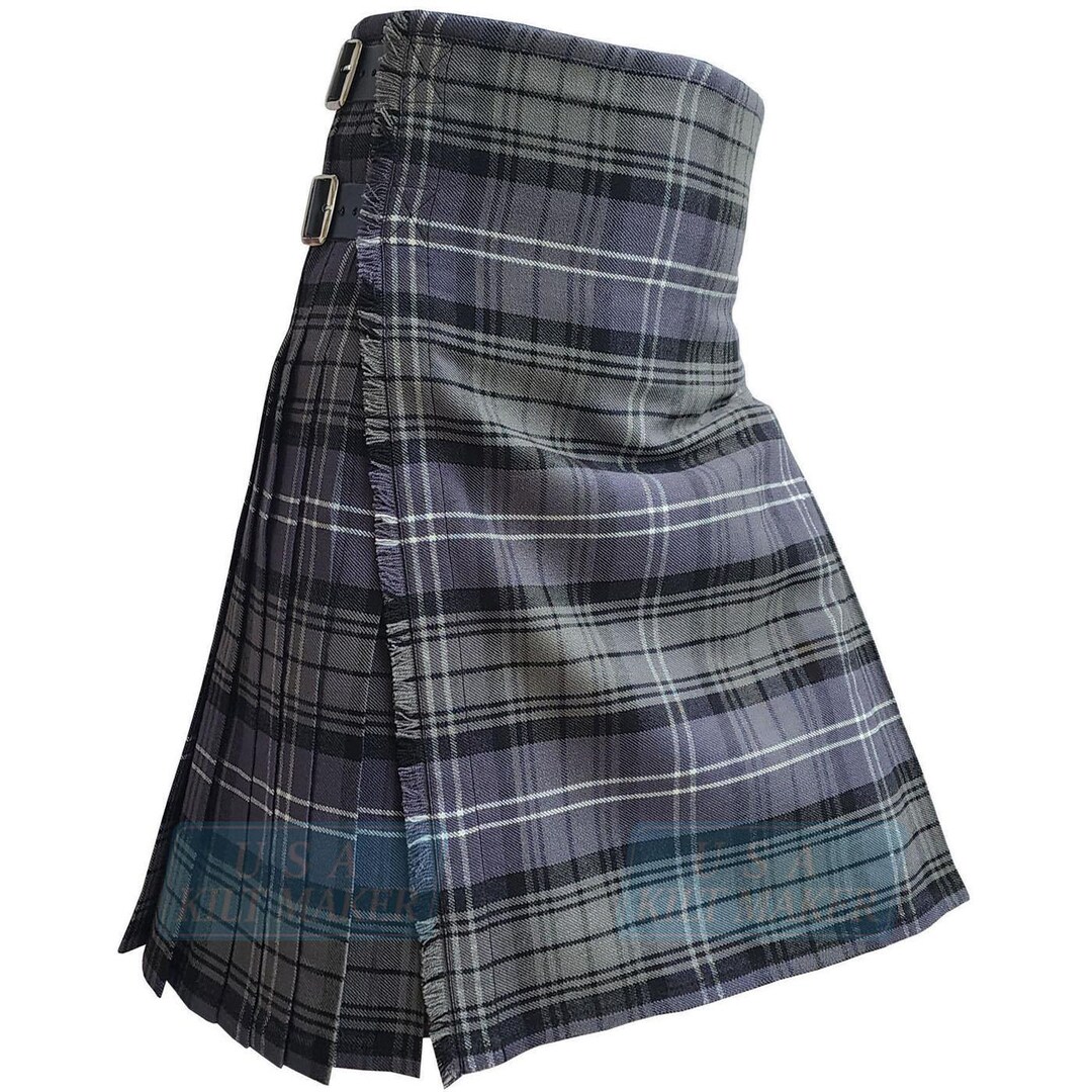 Clan Hamilton Grey Tartan Kilt | 16-OZ Acrylic Wool | 8-yard ...