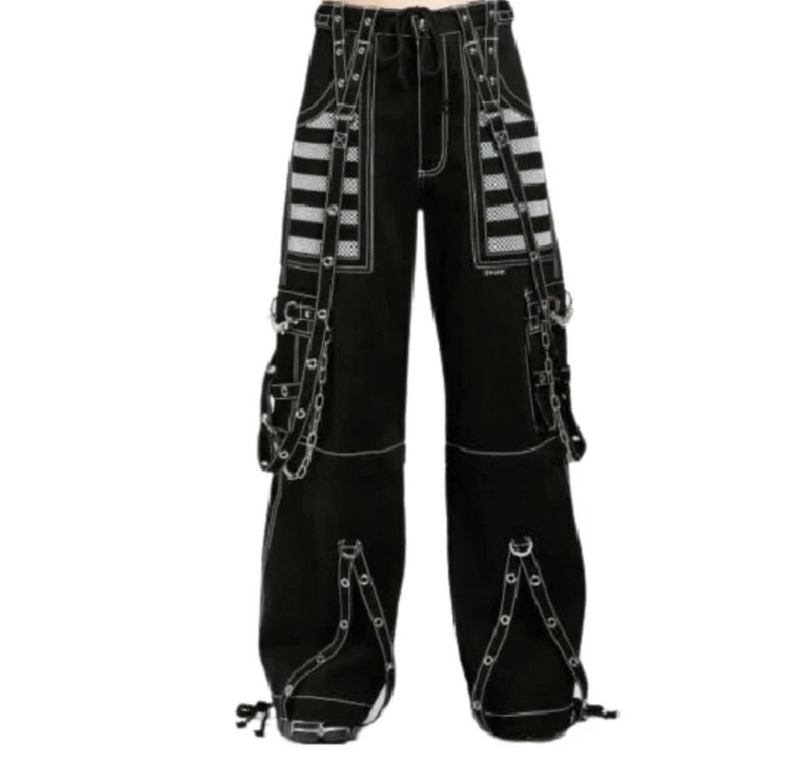 Unisex Gothic Punk Tripp Pants | Black Cotton Cargo Trousers With ...