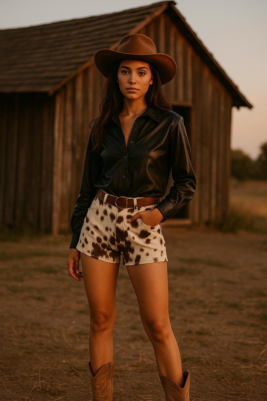 Cowhide Mini Shorts | Genuine Hair-on Leather Western Cowgirl Festival ...
