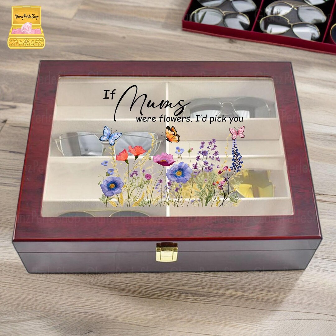 Custom Eyeglasses Box With Lid, Personalized Glasses Organizer, 8 Grids ...