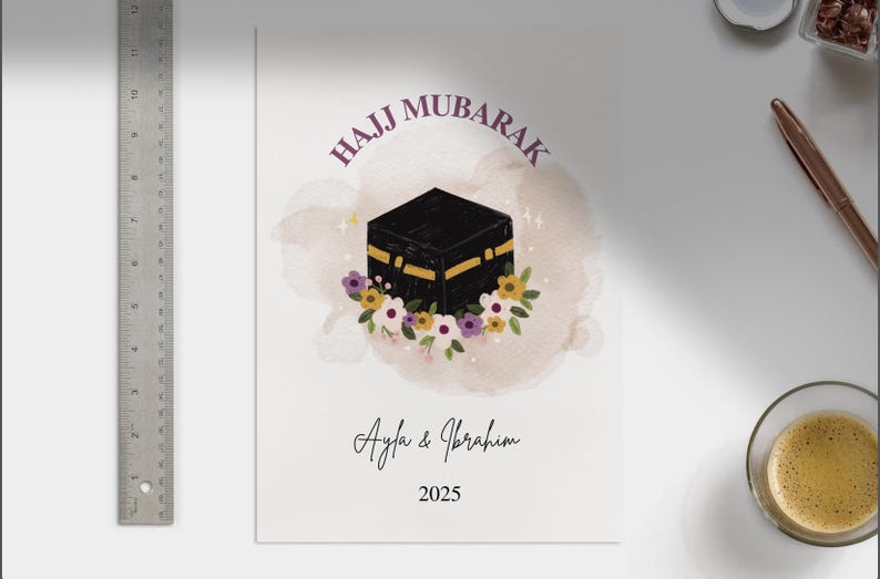 Digital Hajj Poster, Hajj Certificate, Personalized Hajj Mubarak Poster ...