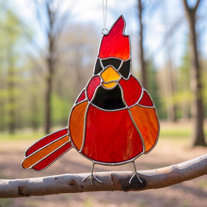 Stained Glass Pattern Cardinal Digital Download, Christmas Bird ...