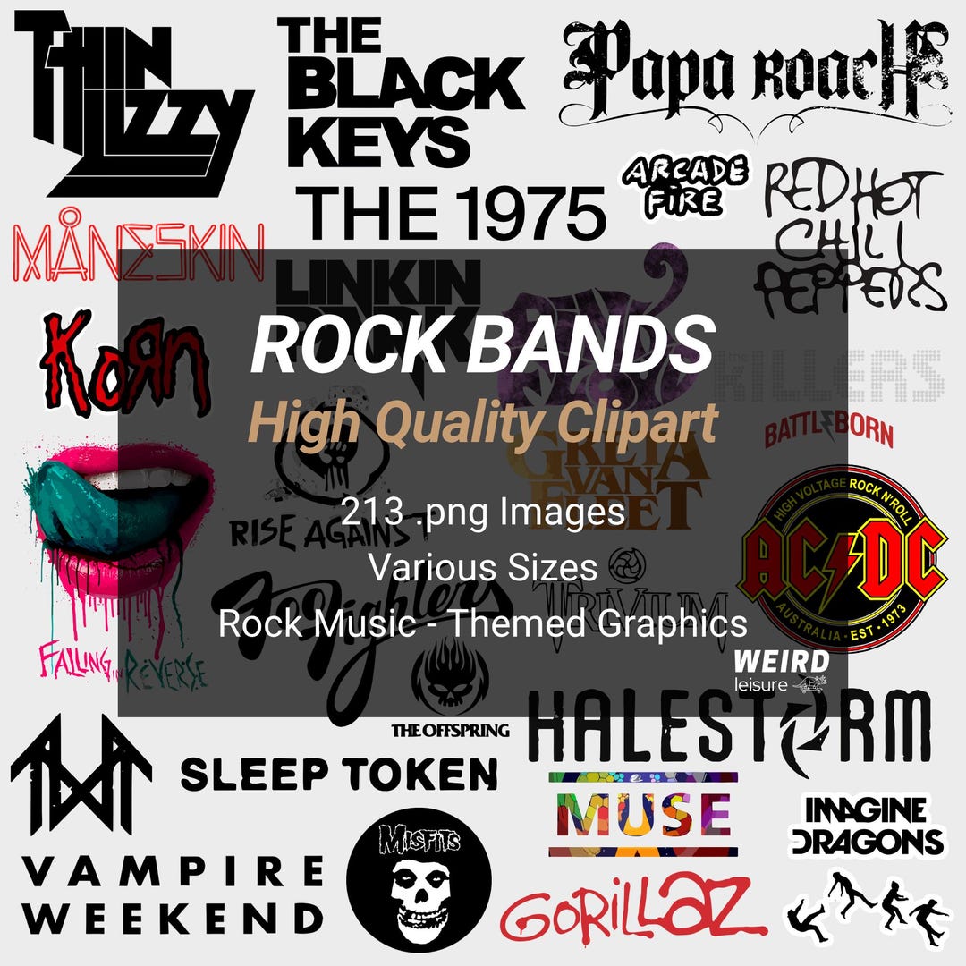 213 Rock Bands Design Bundle, High Quality PNG, Instant Download, Rock ...