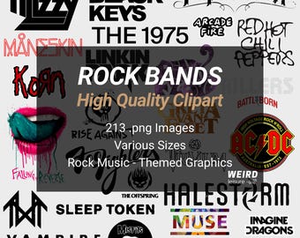 90 Punk Rock Bands Design Bundle, High Quality PNG, Instant Download ...
