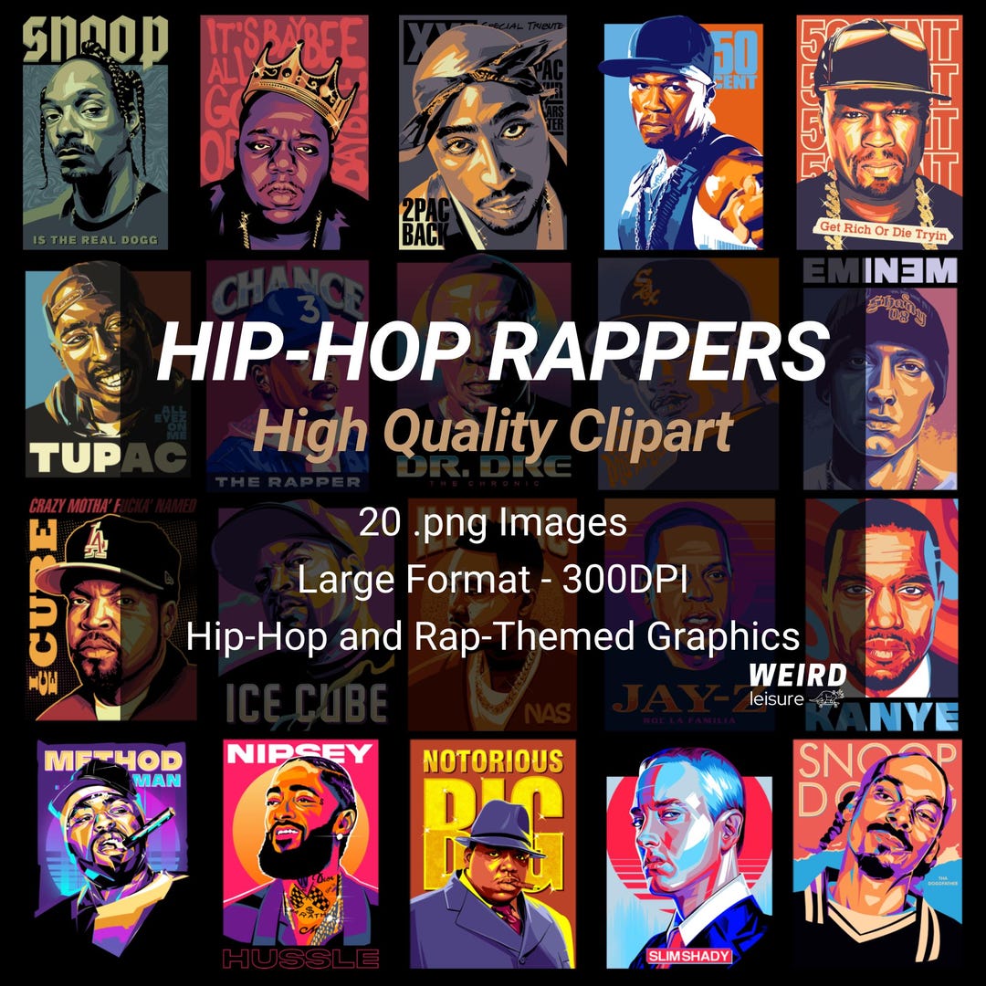 20 Hip Hop Rapper Design Bundle, High Quality PNG, Instant Download ...