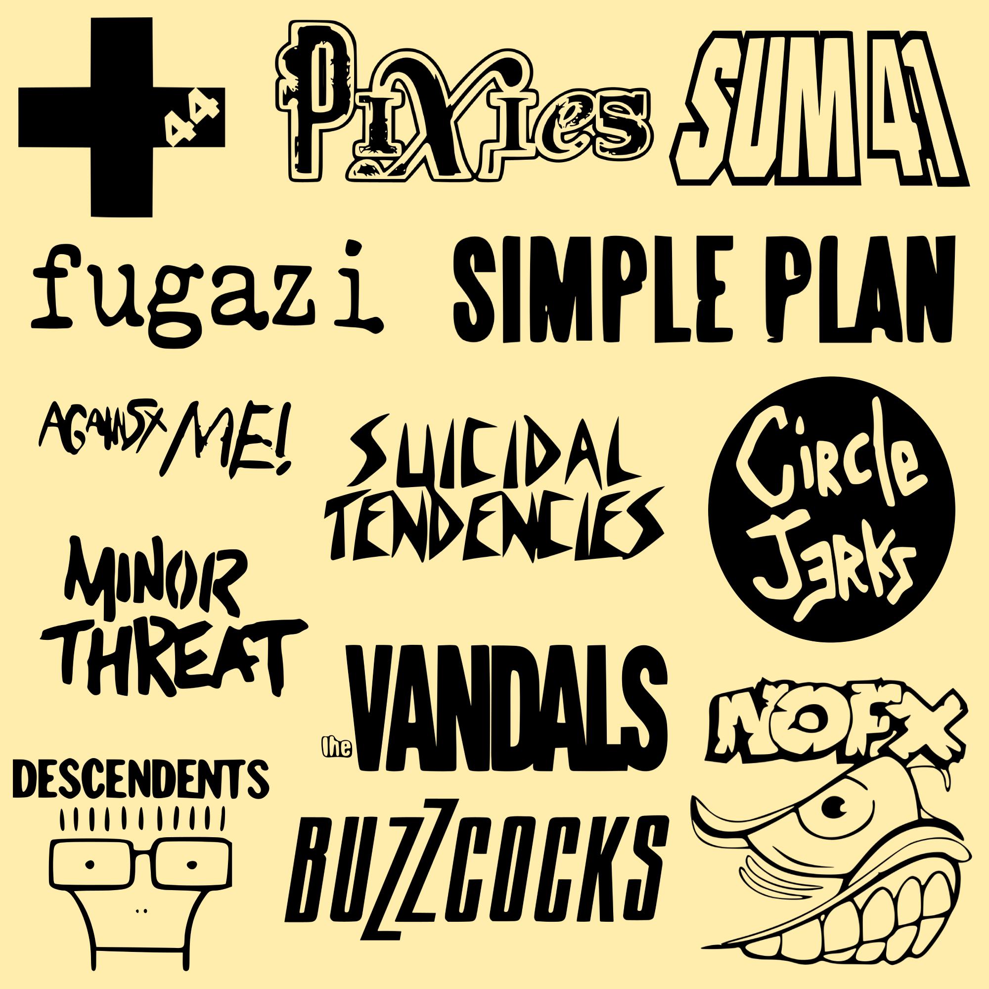 90 Punk Rock Bands Design Bundle, High Quality PNG, Instant Download ...