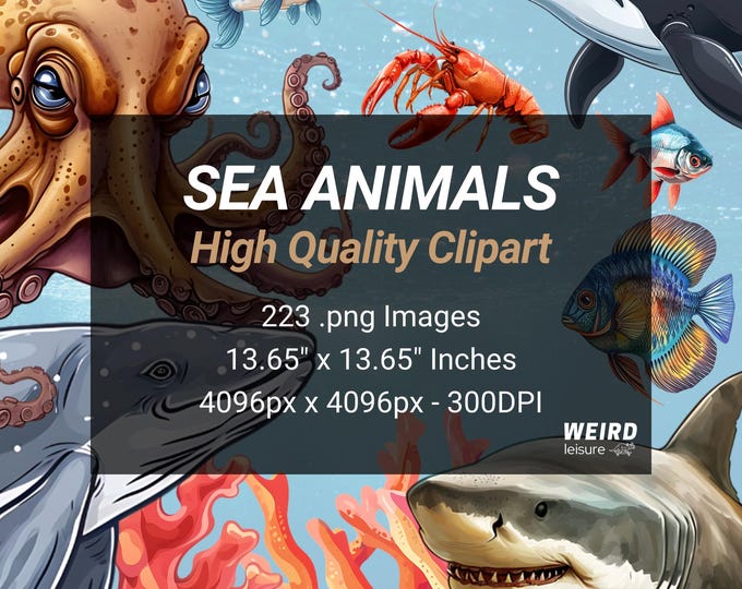 Sea Animals Clipart - Sea Animals NEUTRALS - Clip Art and Digital Paper ...