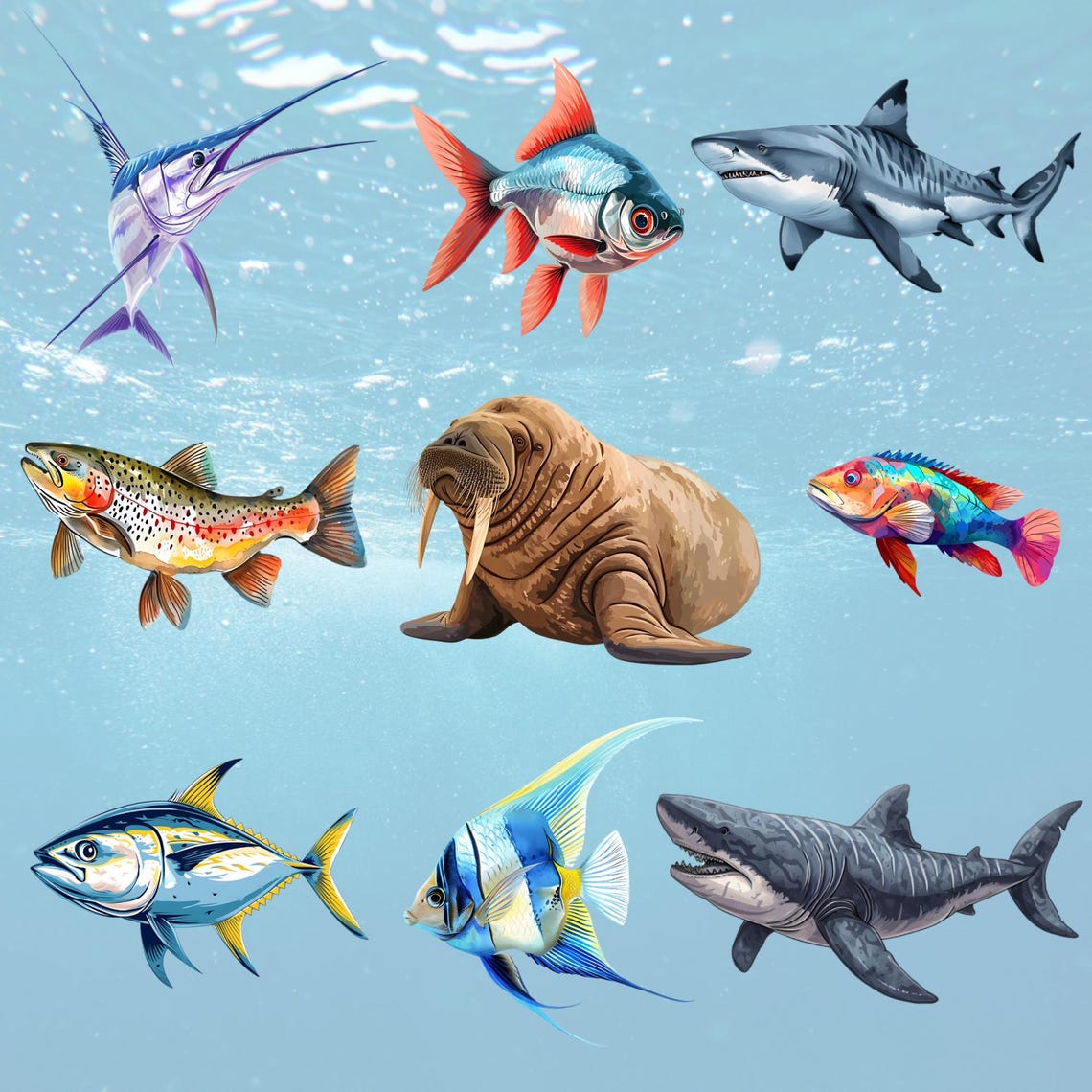 223 Sea Animals Clipart, High Quality Transparent PNG, Instant Download ...