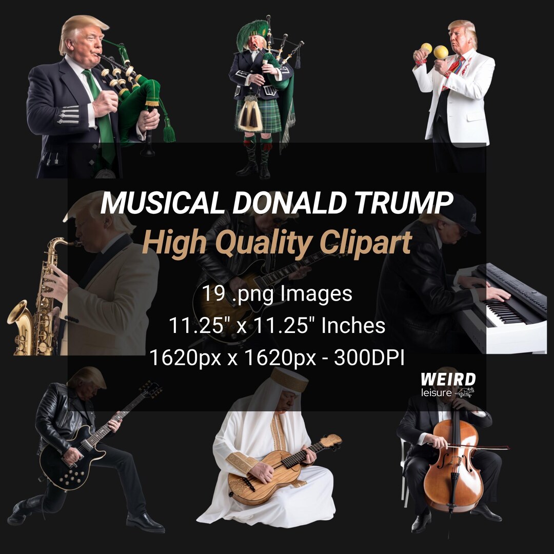 President Donald Trump Funny Playing Musical Instruments Design Bundle ...