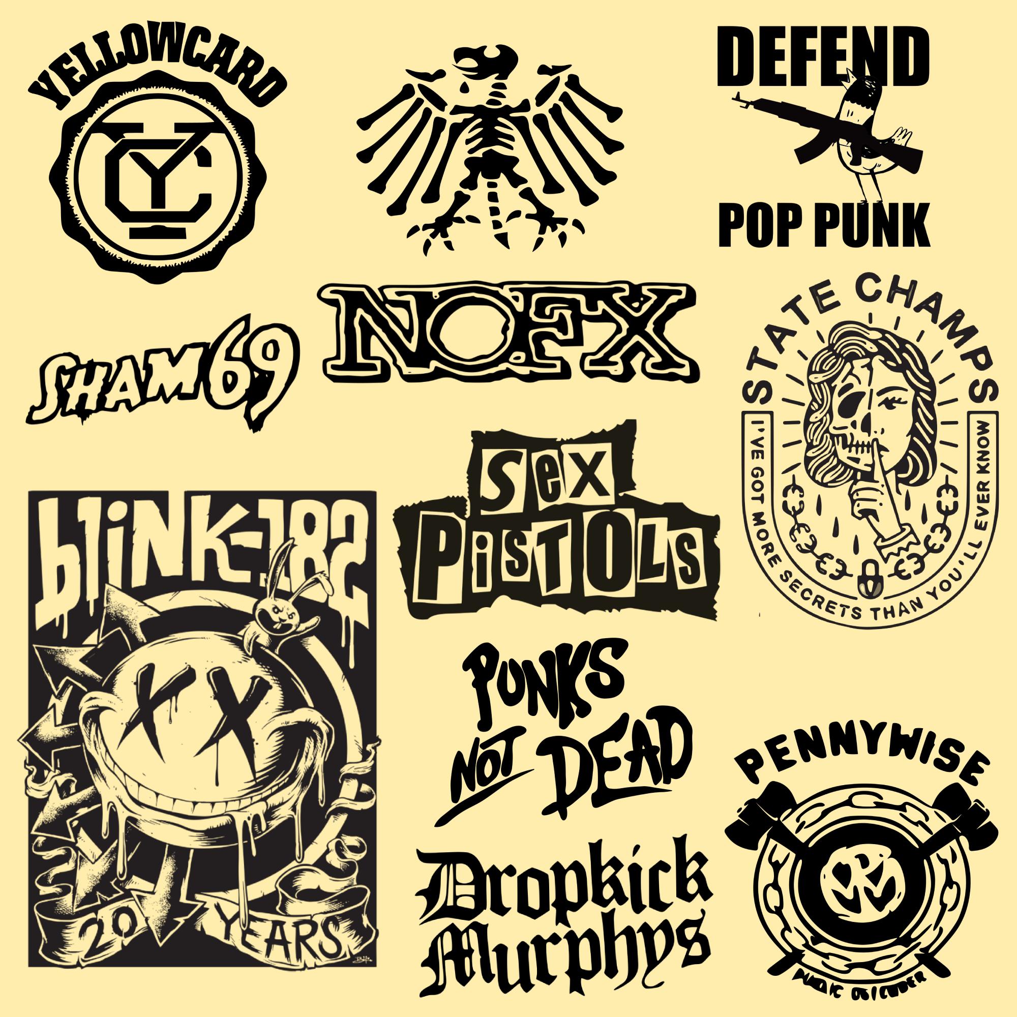 90 Punk Rock Bands Design Bundle, High Quality PNG, Instant Download ...