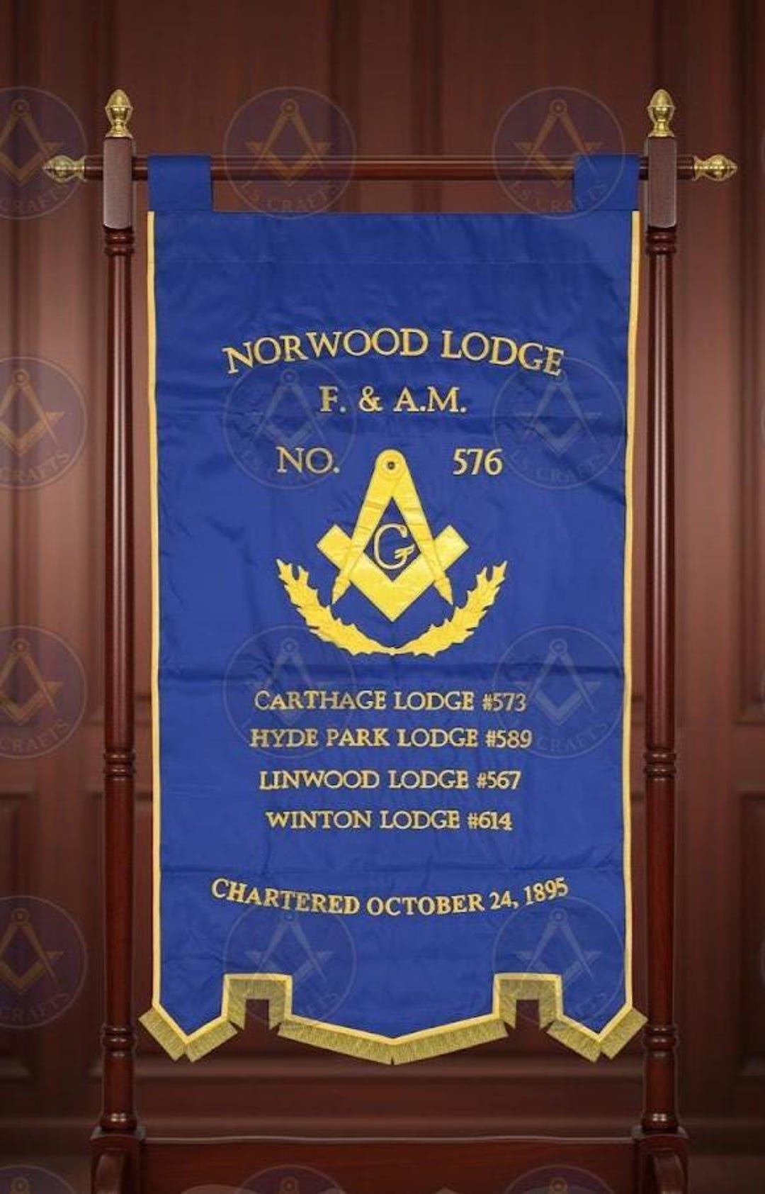 Custom Embroidered Masonic Lodge Banner – Satin With Gold Fringe - Etsy