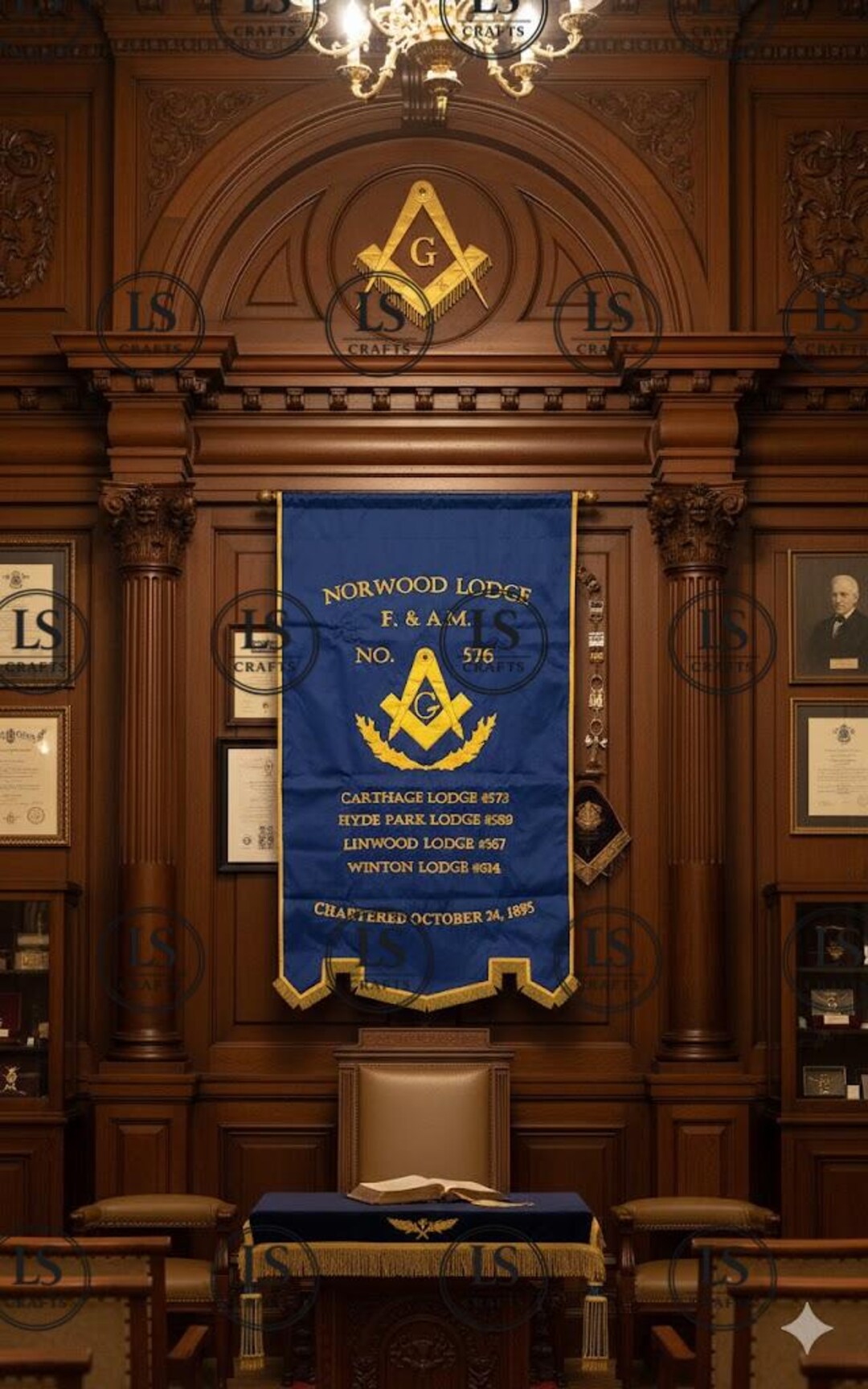 Custom Masonic Blue Lodge Embroidered Banner for Lodge Decor - Etsy