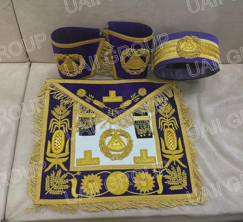Masonic Deputy Director Grand Master Hand Embroidered Apron Crown ...