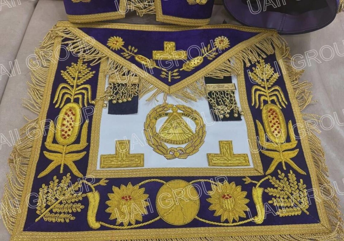 Masonic Deputy Director Grand Master Hand Embroidered Apron Crown ...