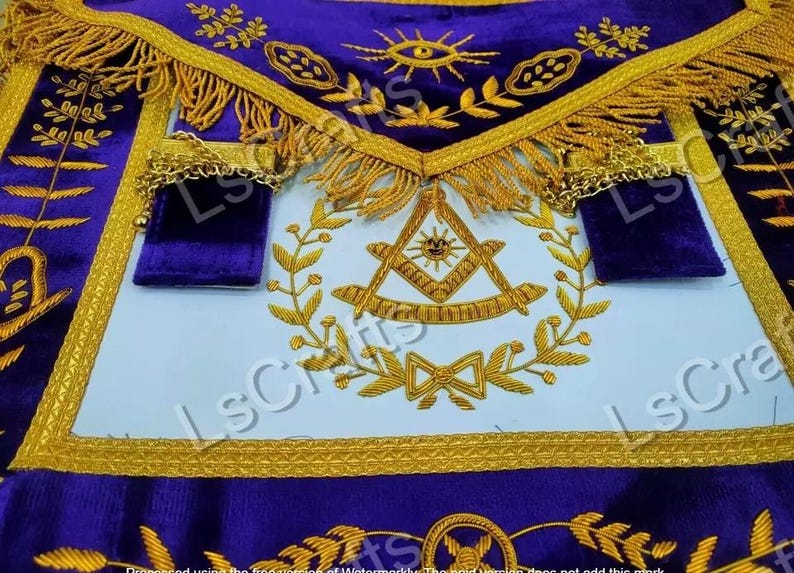 Masonic Regalia Past Master Hand Embroidered Apron and Chain Collar ...