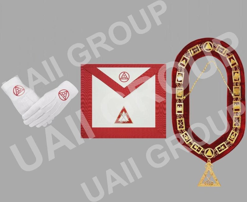 Masonic Regalia Treasure Royal Arch Chapter Officer Apron, Chain Collar ...