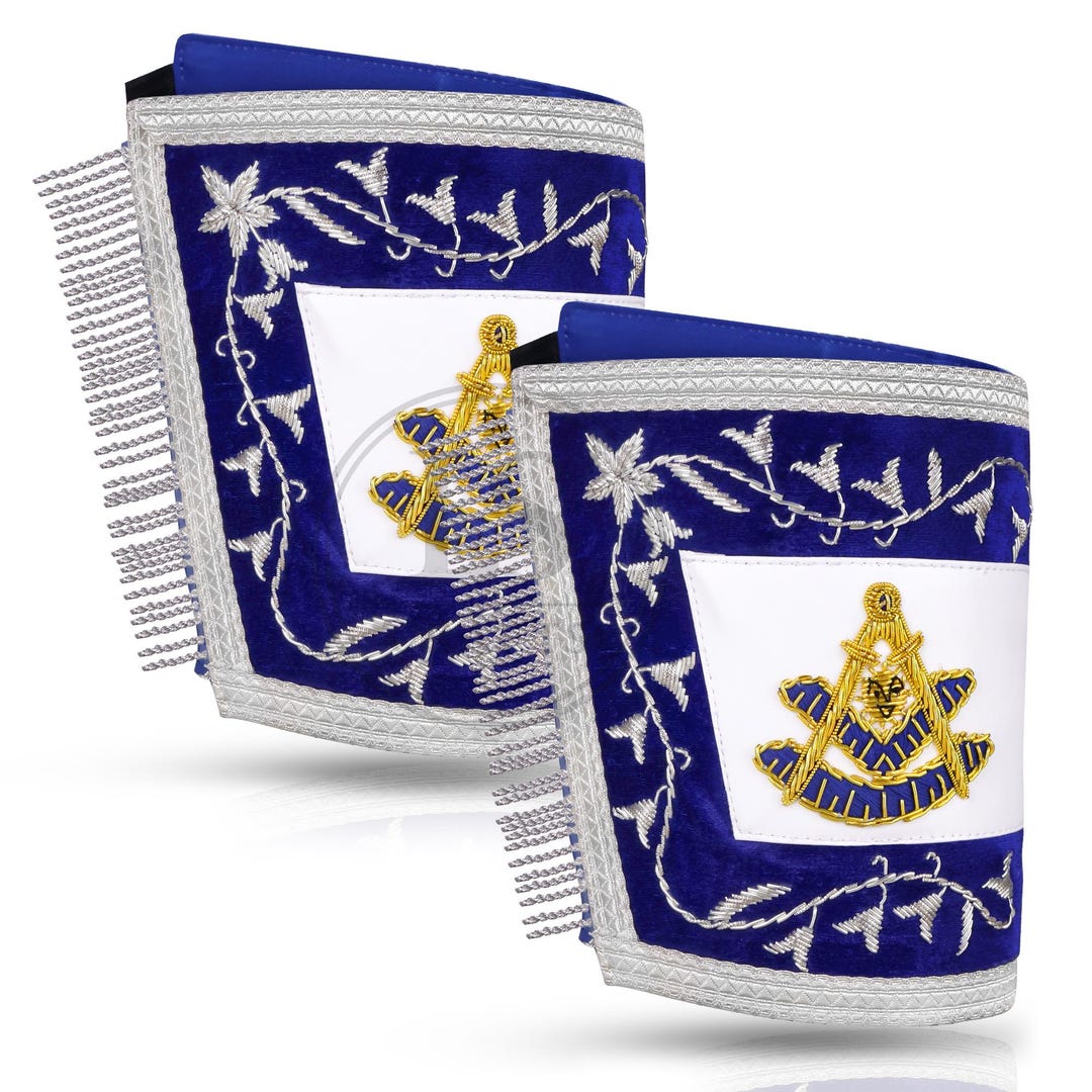 Masonic Blue Lodge Past Master Hand Embroidered Cuffs / Gauntlets – PM ...