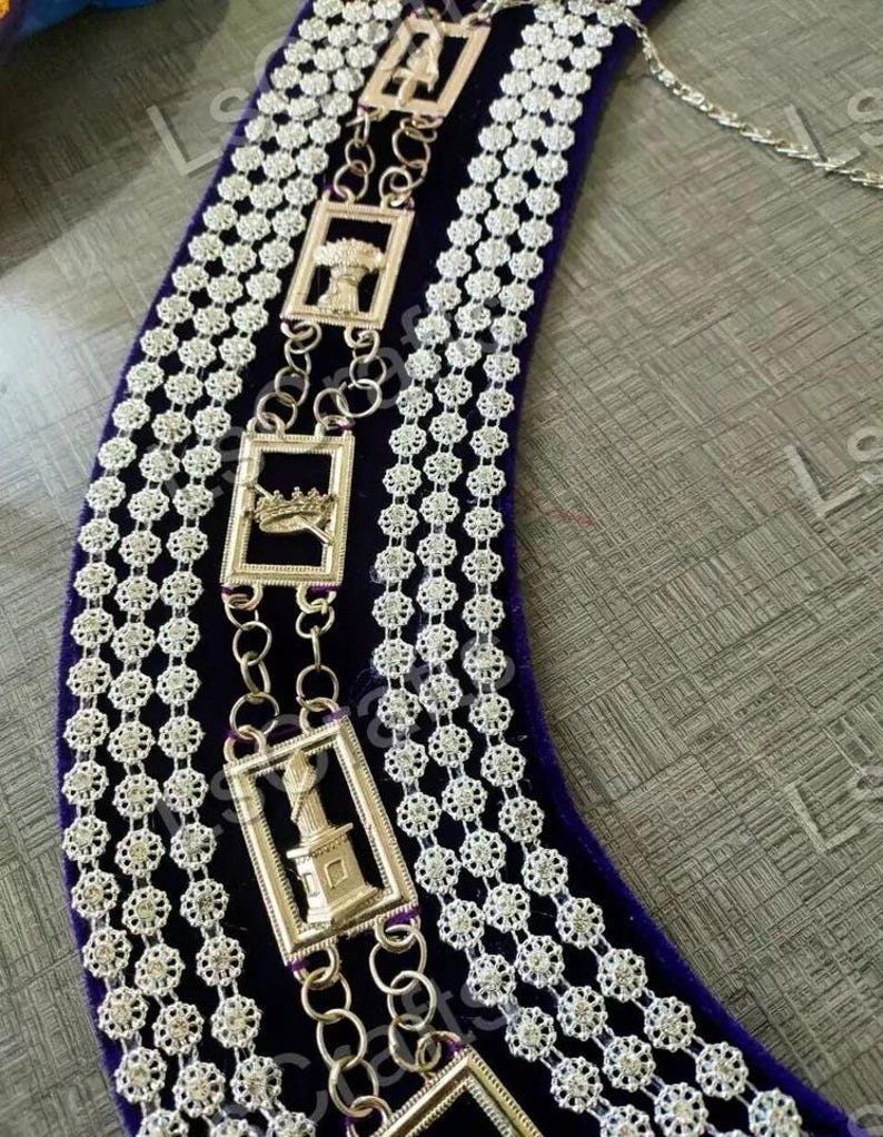 Masonic Regalia OES Order of Star Metal Chain Collar PURPLE Backing - Etsy