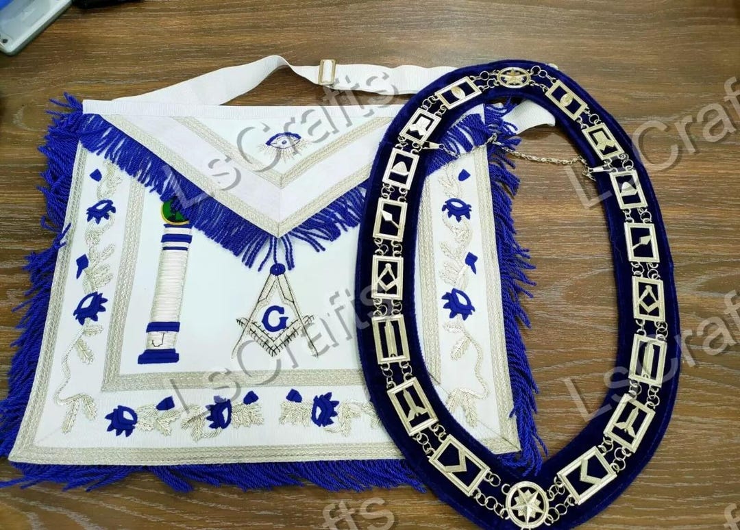 Masonic Regalia Master Mason Apron Hand Embroidered Apron and Chain ...