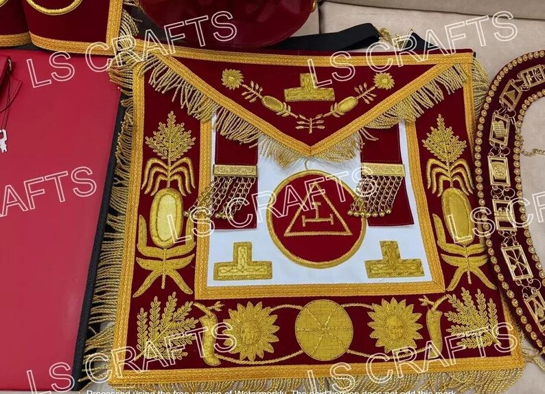 Masonic Royal Arch Triple Tau Apron With Case Chain Collar, Crown ...
