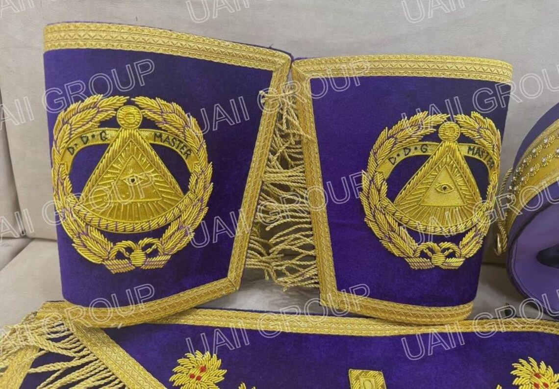 Masonic Deputy Director Grand Master Hand Embroidered Apron Crown ...